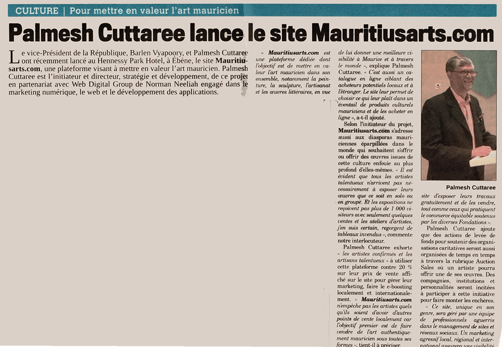 Press - Mauritius Arts - Online Art Gallery